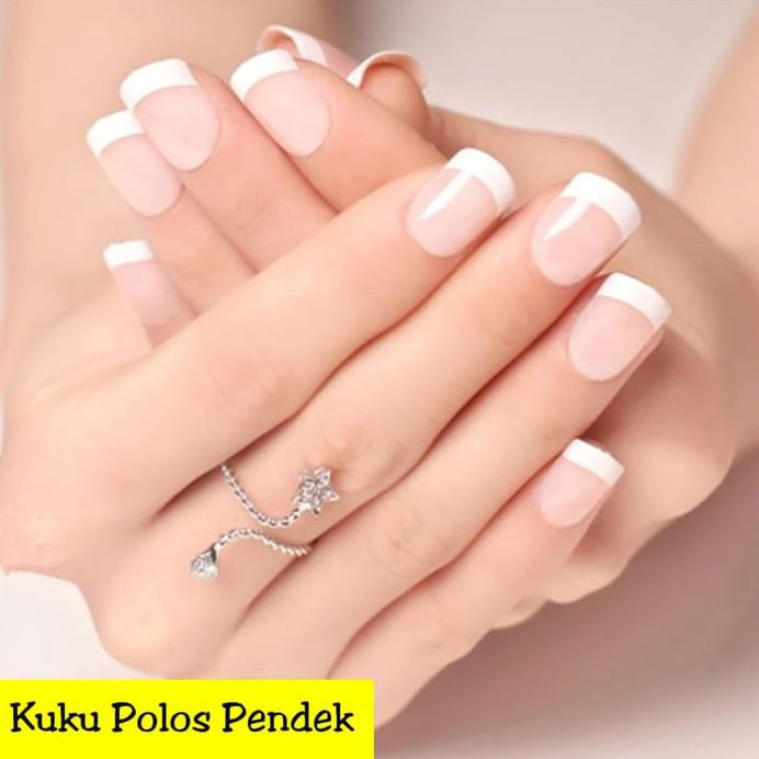 Jual SFW KUKU PALSU POLOS FRENCH MANICURE PENDEK WEDDING FAKE NAIL ...