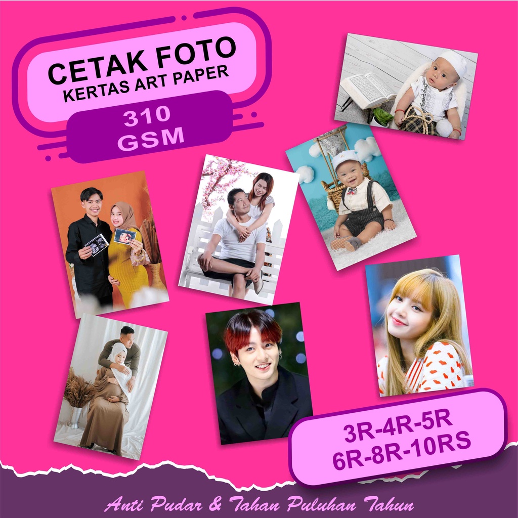 Jual CETAK FOTO 3R/4R/5R/6R/8R/10RS KERTAS ART PAPER 310 GSM | Shopee Indonesia