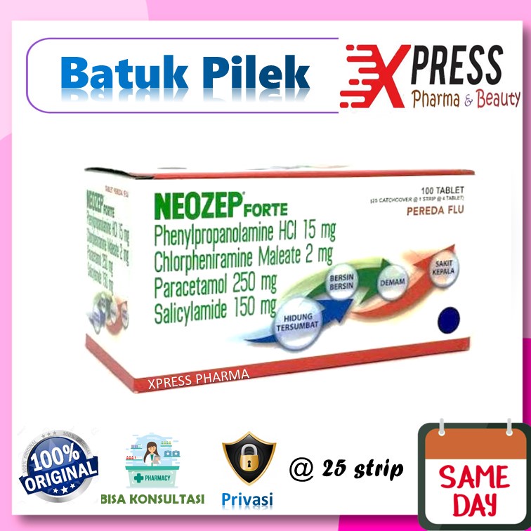 Jual ⚡XPRESS⚡ Neozep Forte DUS Obat Batuk Pilek Flu Box Isi 25 Strip ...