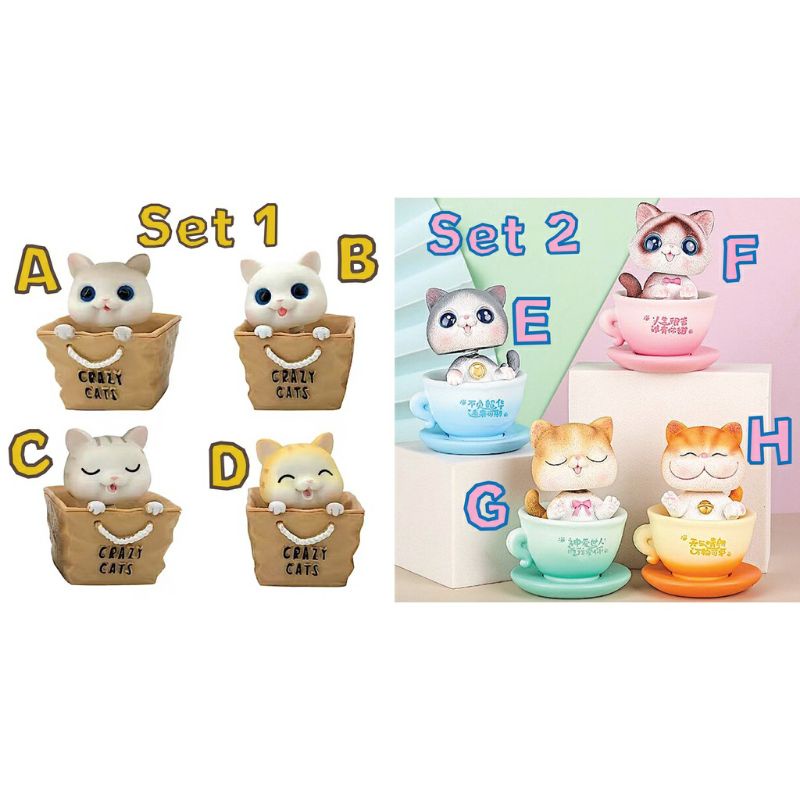 Jual MINIATUR KUCING KARDUS KEPALA GOYANG CAT FIGURINE kucing cangkir ...