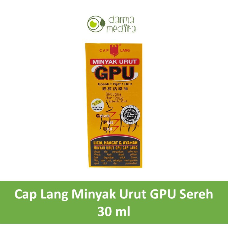 Jual Minyak urut GPU 30ml 30 ml Minyak Aroma Sereh Caplang | Shopee ...