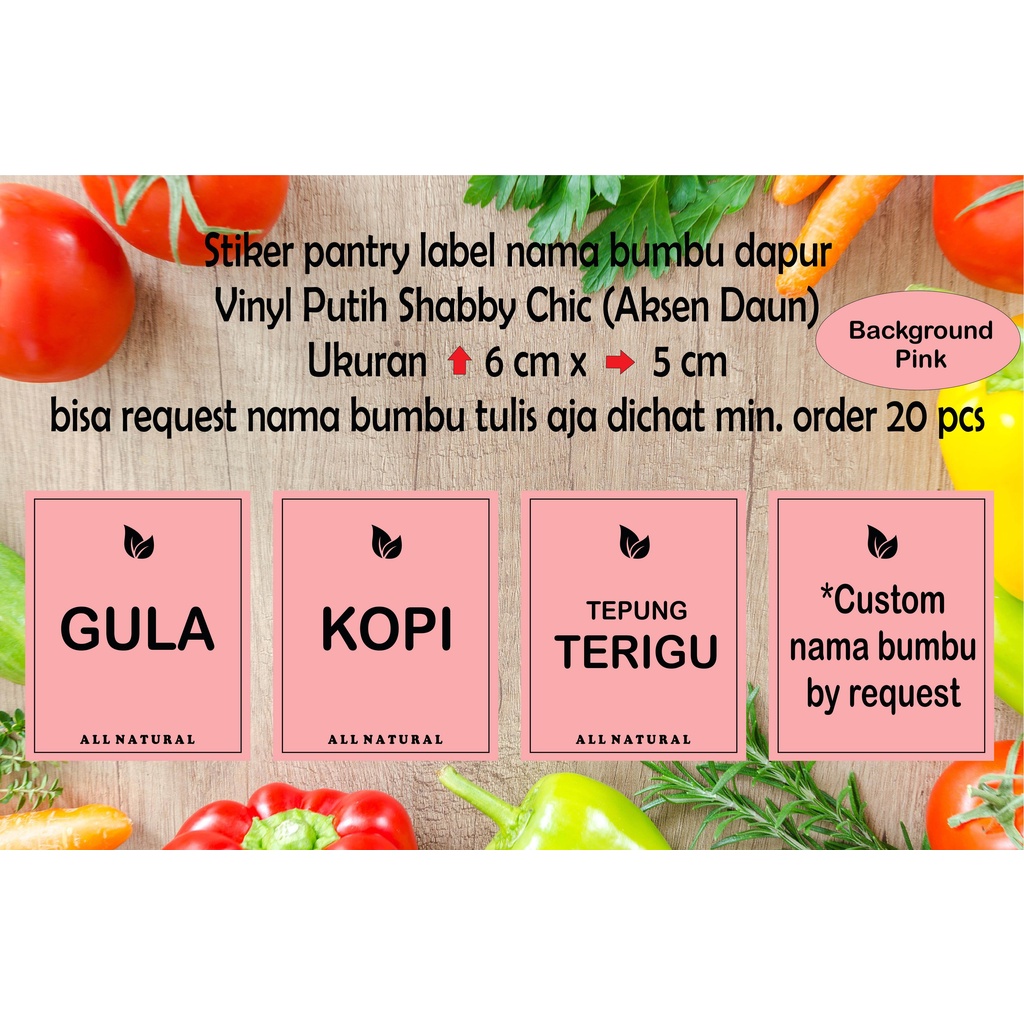 Jual Stiker pantry label nama bumbu dapur vinyl putih shabby chic ...
