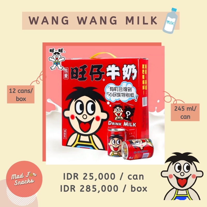 Jual [HARGA PER DUS] Wang WangWang Milk/ Wang Zai Milk/ Susu Wang Wang ...