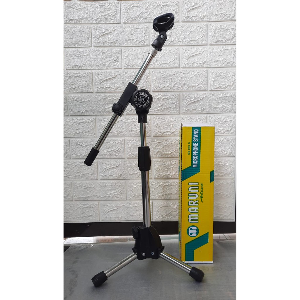 Jual STAND MIC PENDEK CHROME MARUNI + BONUS CATOK MIC (DUS KUNING ...