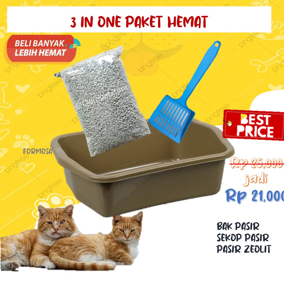 Jual Paket Hemat Bak Pasir Kucing Bonus 1 kg Pasir dan Sekop Pasir ...