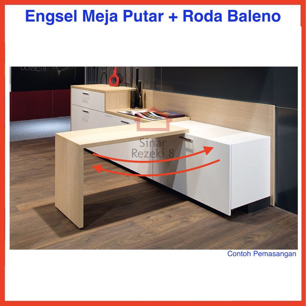Jual Engsel Meja Putar + Roda / Swivel Tarik Dorong Hemat Ruangan Lipat ...