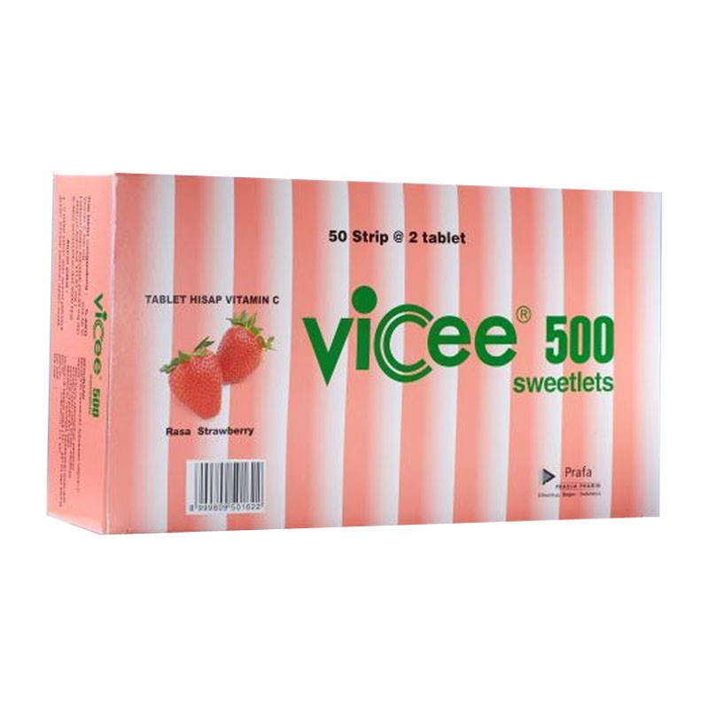 Jual VICEE VITAMIN C 500 TABLET HISAP RASA STRAWBERRY ISI 100 TABLET ...