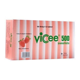 Jual VICEE VITAMIN C 500 TABLET HISAP RASA STRAWBERRY ISI 100 TABLET ...