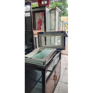 Jual 40 x 60 Bouvenlis kaca ZigZag depan belakang (alumunium putih ...