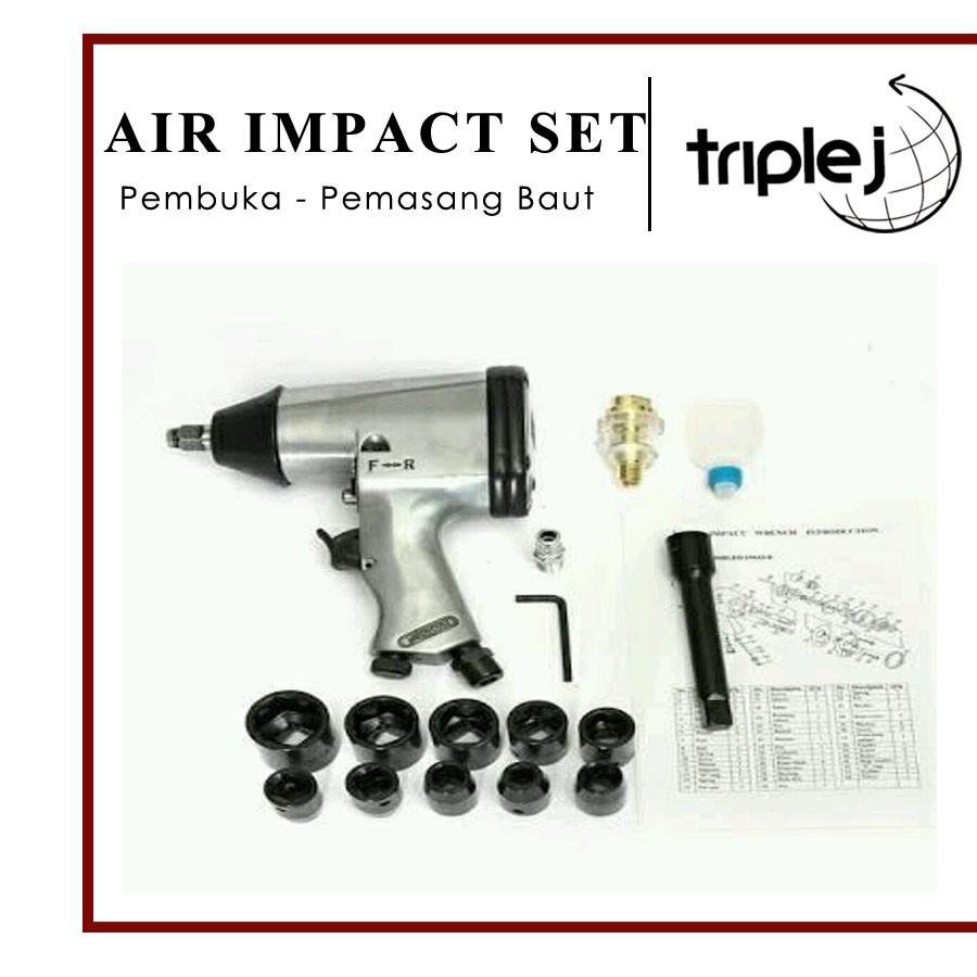Air Impact Wrench Set Alat Buka Pasang Baut Alat Pengencang Baut ...
