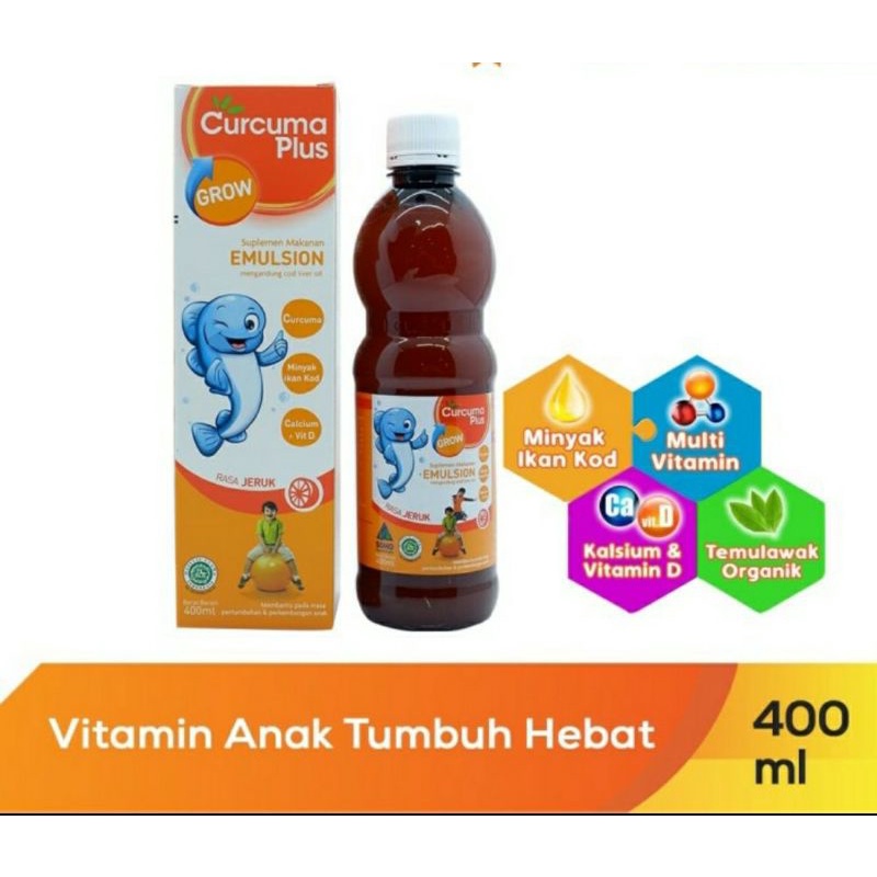 Jual Vitamin Curcuma plus Grow emulsion jeruk 400ml | Shopee Indonesia