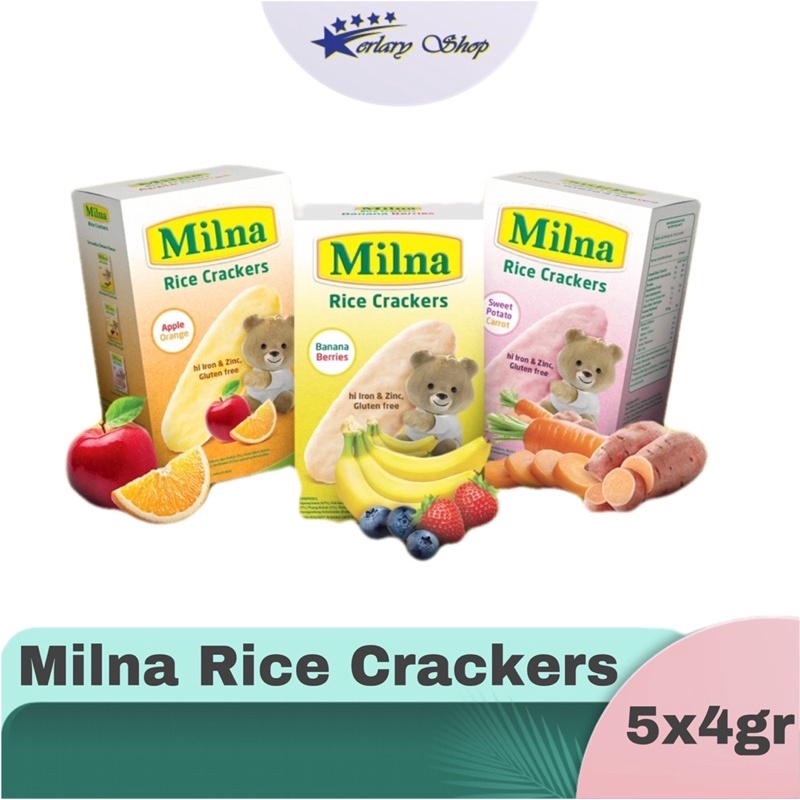 Jual Milna Rice Crackers 5x4gr rasa banana mix berries, apple jeruk dan ...