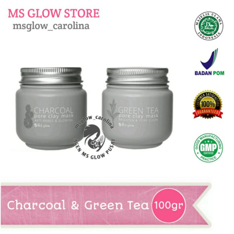 Jual MS Glow Clay Mask (Charcoal dan Green Tea) | Shopee Indonesia