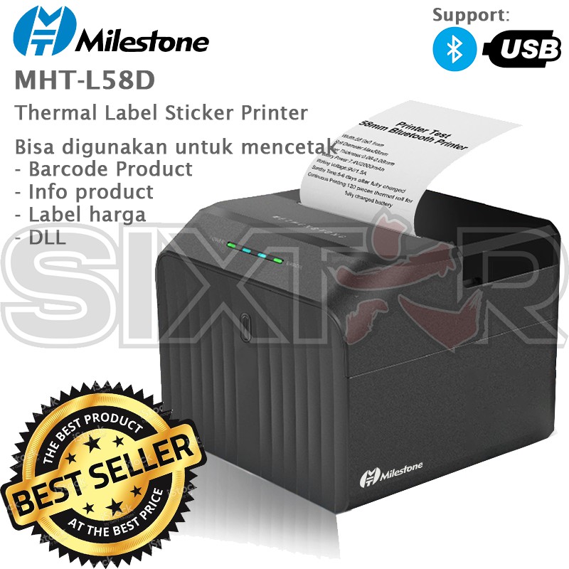 Milestone MHT-L58D 58mm mini thermal printer Bluetooth label barcode ...