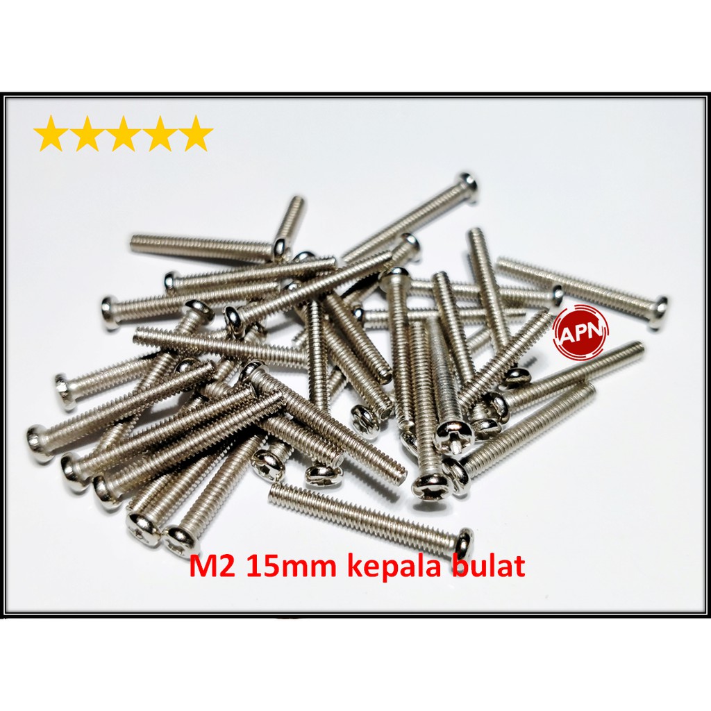 Jual BAUT / SCREW M2 15MM KEPALA BULAT | Shopee Indonesia