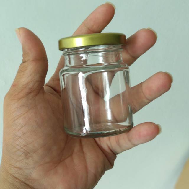 Jual BOTOL/TOPLES KACA BULAT 75ML DENGAN TUTUP EMAS | 24 PCS | Shopee ...