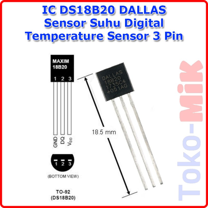Jual IC DALLAS DS18B20 Sensor Suhu Temperatur Digital Temperature 1-wire | Shopee Indonesia