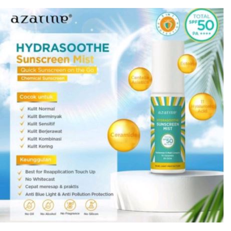 Jual azarin Hydrasoothe Sunscreen Mist SPF 50 60ml | Shopee Indonesia