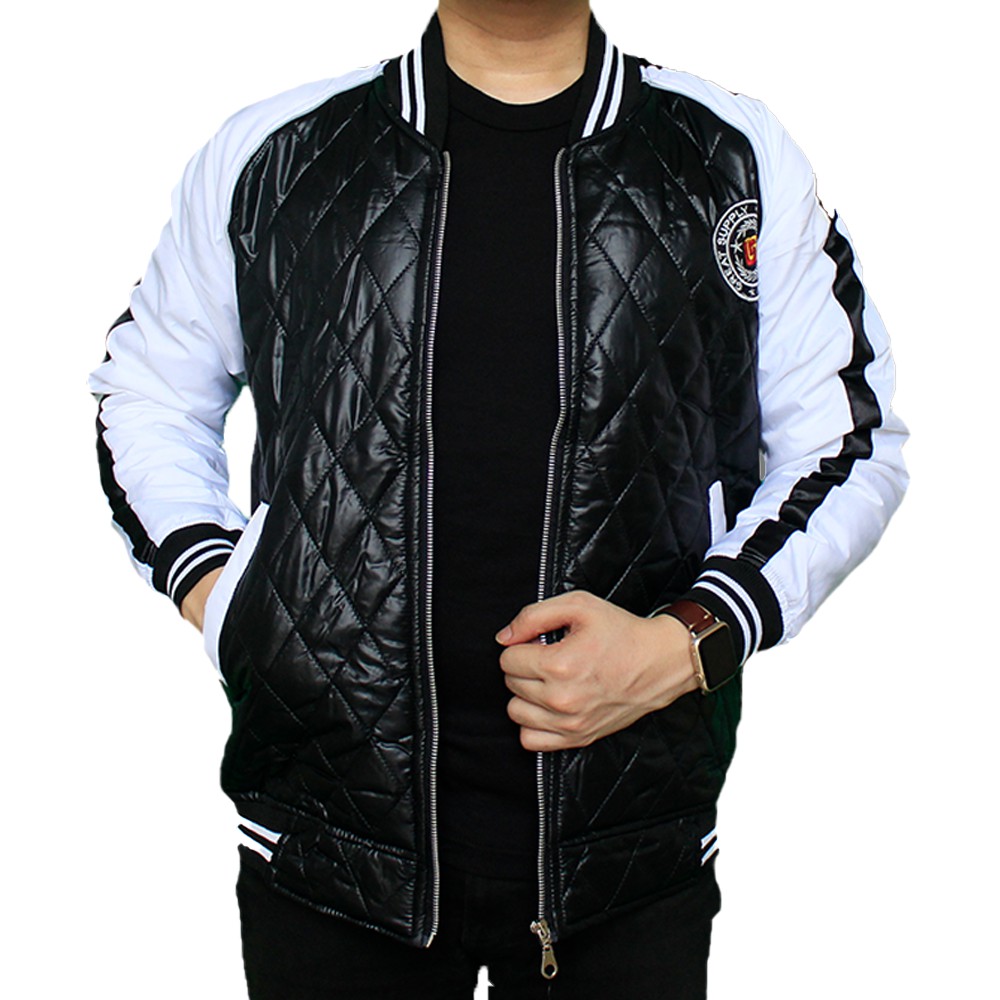 Jaket Pria Parasut Varsity Resleting kombinasi -DISTRO MOU APPAREL ...