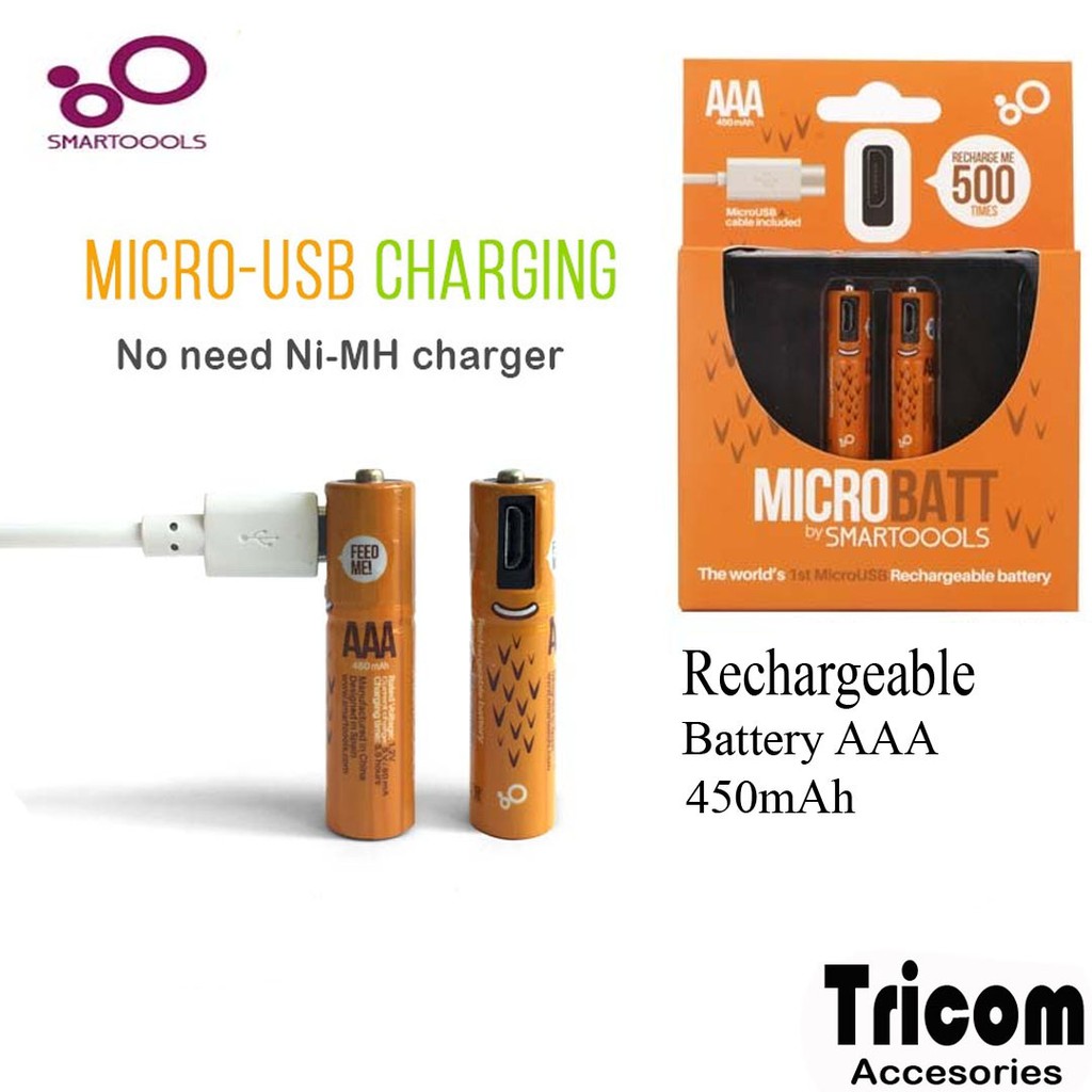 Jual Baterai Rechargeable AAA Micro USB - Microbatt Smartoools | Shopee ...
