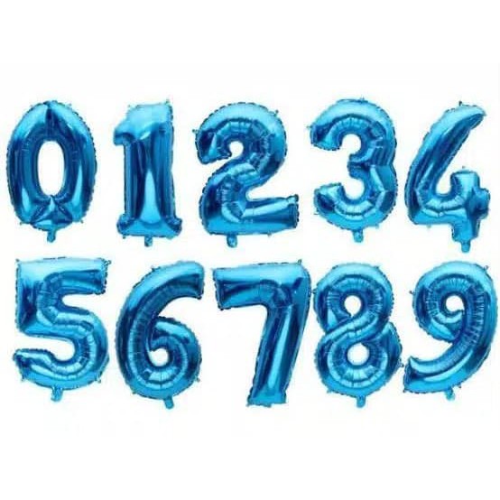 Jual {HM} BALON ANGKA BIRU UKURAN 40-80CM WARNA (BIRU,PINK,GOLD,HITAM ...