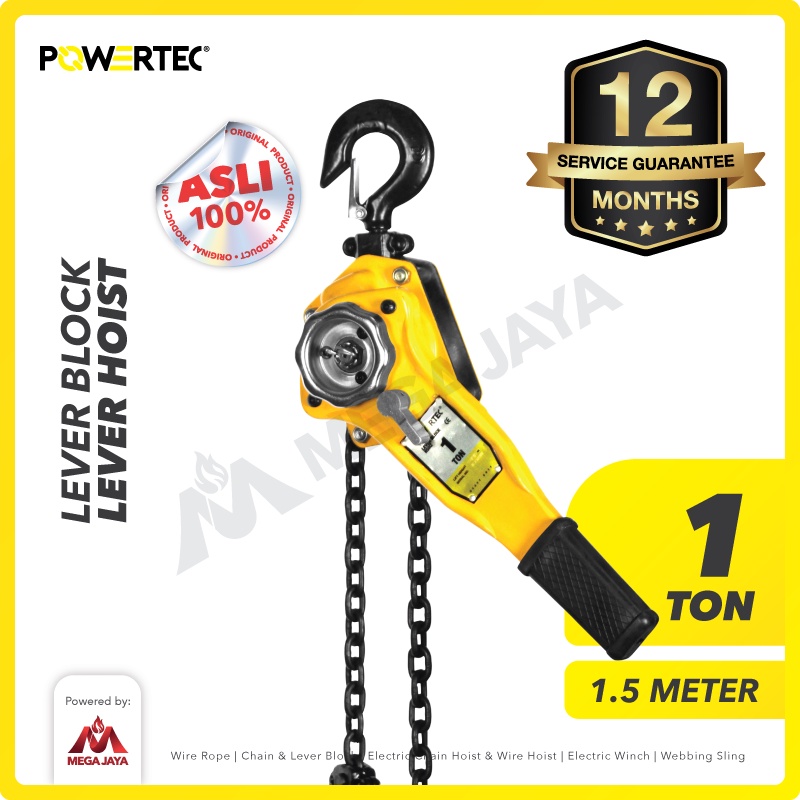 Jual POWERTEC Lever Block / Lever Hoist 1 Ton x 1.5 Meter | Shopee ...