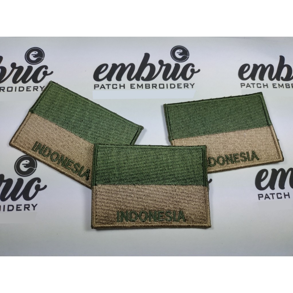 Jual UNI-009 PATCH BENDERA INDONESIA FLAG BROWN ARMY EMBROIDERY EMBLEM BORDIR HOT MELT IRON ON ...