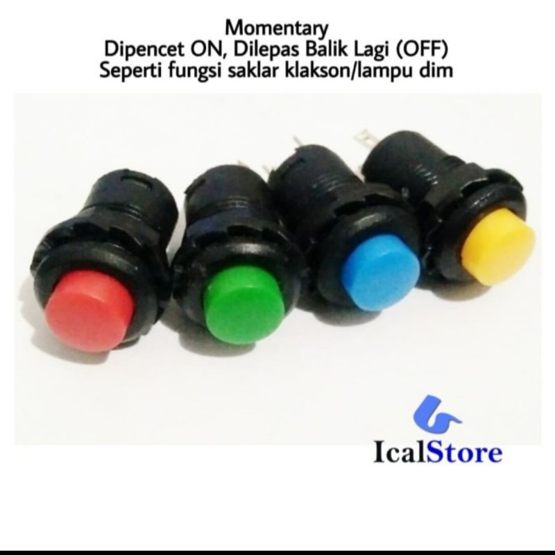 Jual Saklar Push On Bulat Plastik Momentary Switch Klakson Restart ...