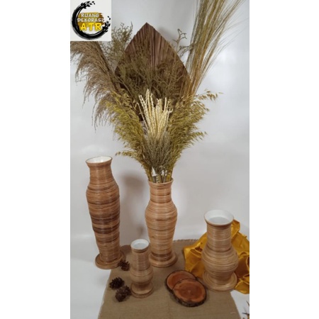 Jual Paket Bunga Kering Dengan Vas Jumbo Tinggi 40cm Dan 50cm Daun