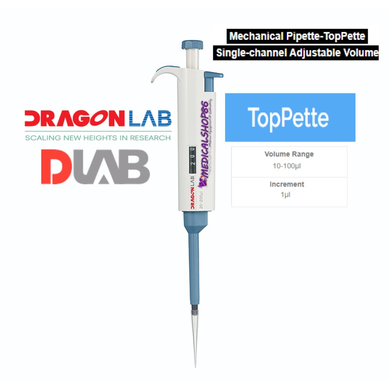 Jual Micropipette Adjustable Volume 10-100ul Single Channel, Toppette. DRAGONLAB/DLAB | Shopee ...