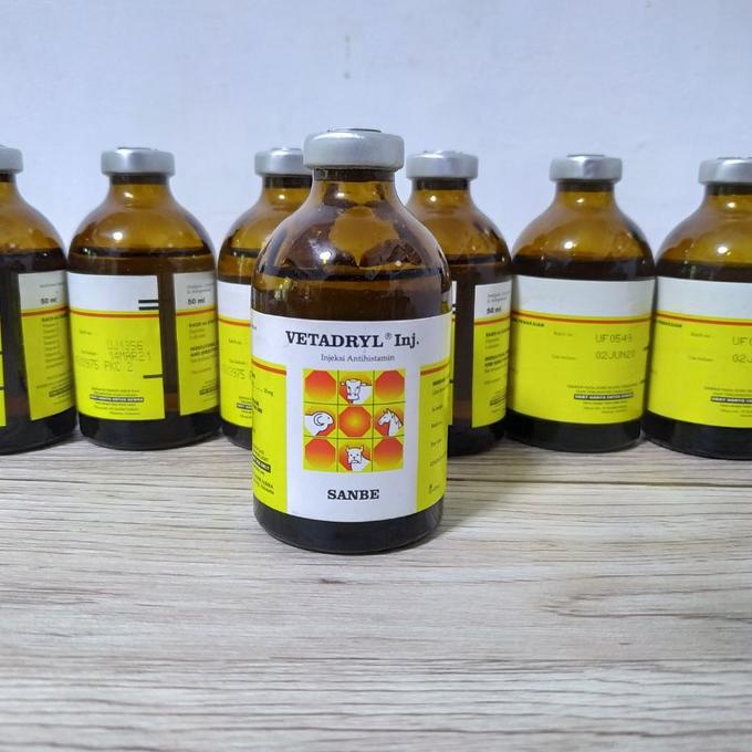 Jual ORIGINAl Vetadryl 100 Ml injeksi Antihistamin untuk hewan | Shopee ...