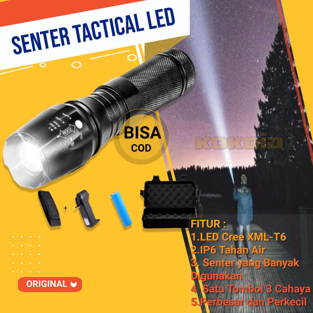 Jual SENTER TACTICAL TECTICAL OUTDOOR LED CREE XML-T6 3000 LUMENS ...