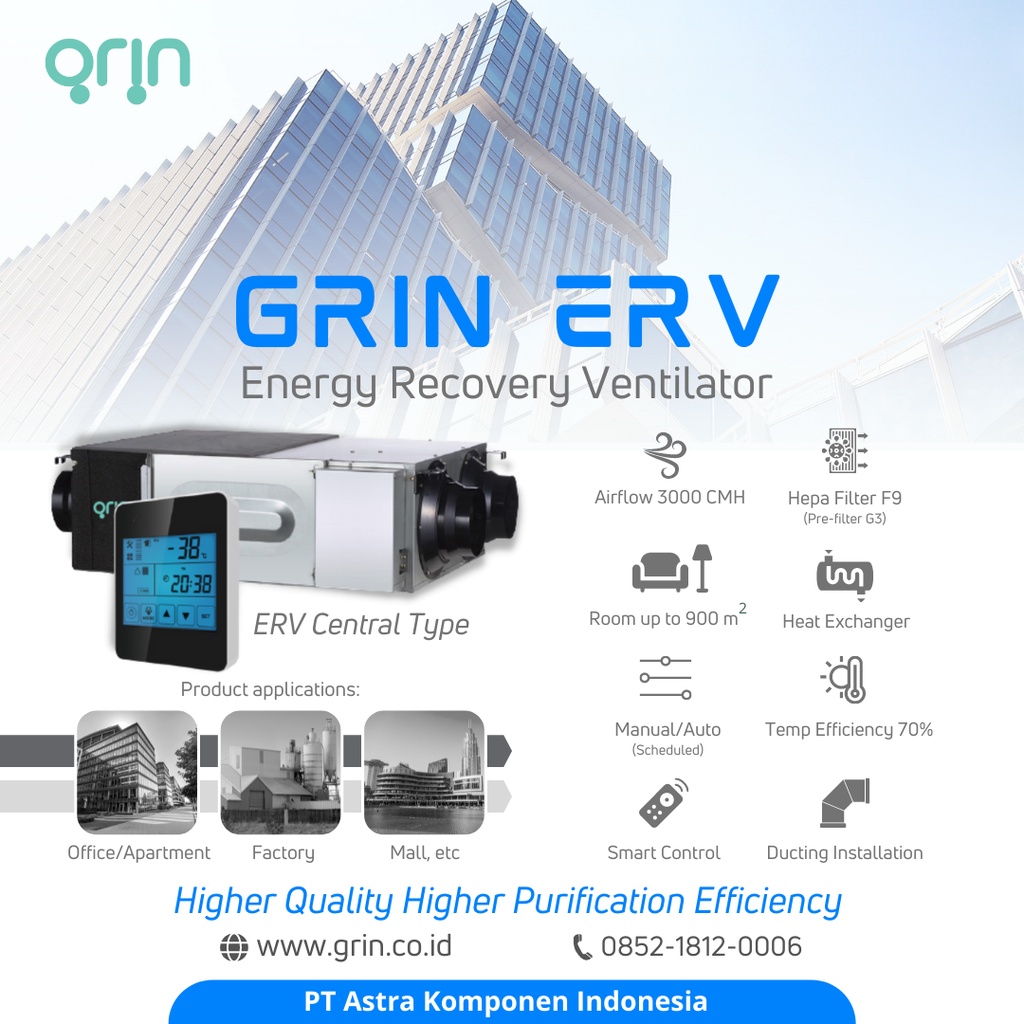 Jual GRIN ERV | Energy Recovery Ventilator | Central Type 3000 CMH ...