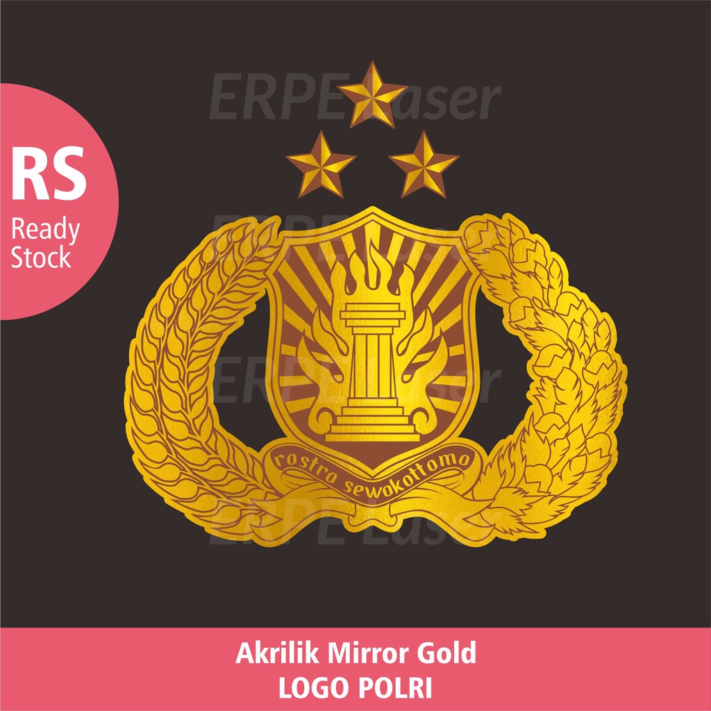 Jual LOGO LAMBANG POLRI Kepolisian Akrilik MIrror Gold Dekorasi Mahar ...