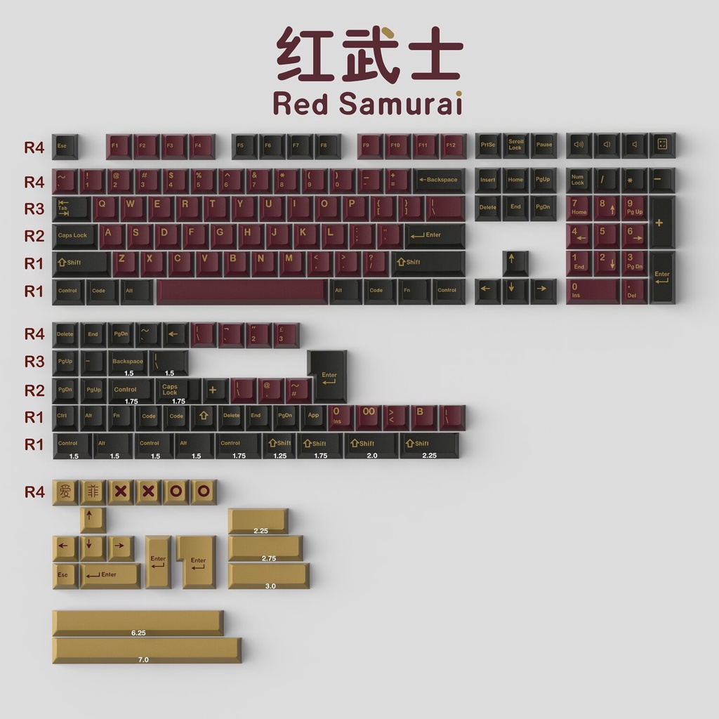 Jual KEYCAPS ABS RED SAMURAI CHERRY PROFILE DOUBLE SHOT MECHANICAL ...