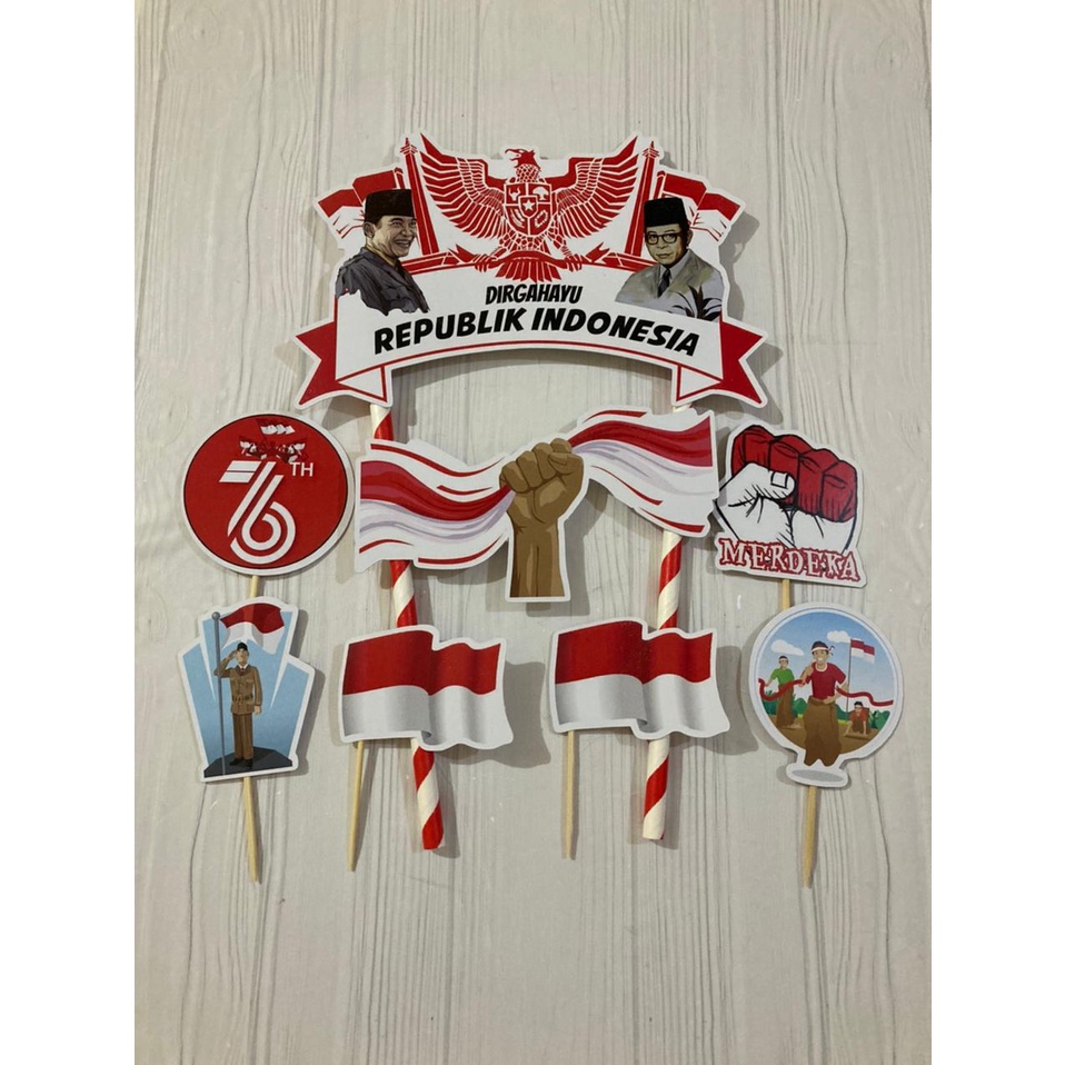 Jual cake topper 17 agustus - banner topper cake kemerdekaan - hiasan ...
