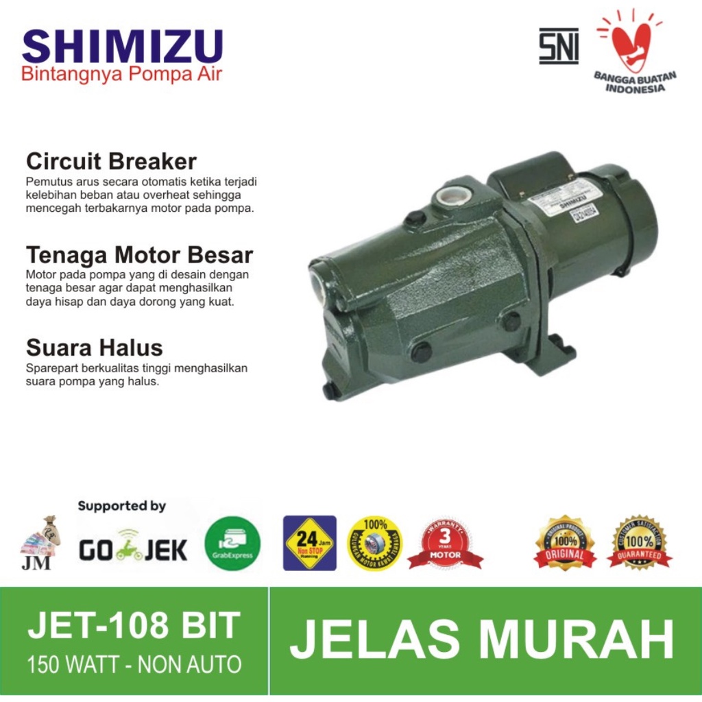 Jual Pompa Air Semi Jet Pump Shimizu JET-108BIT / JET-108 BIT / JET 108BIT / JET 108 BIT ...