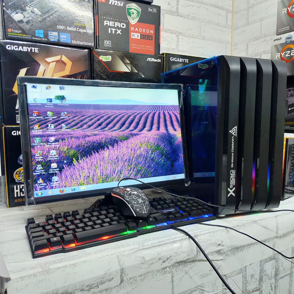 Jual PC Gaming Editing core i7 Ram 16 gb Ssd 240 gb monitor 24 in curved full set siap pakai ...