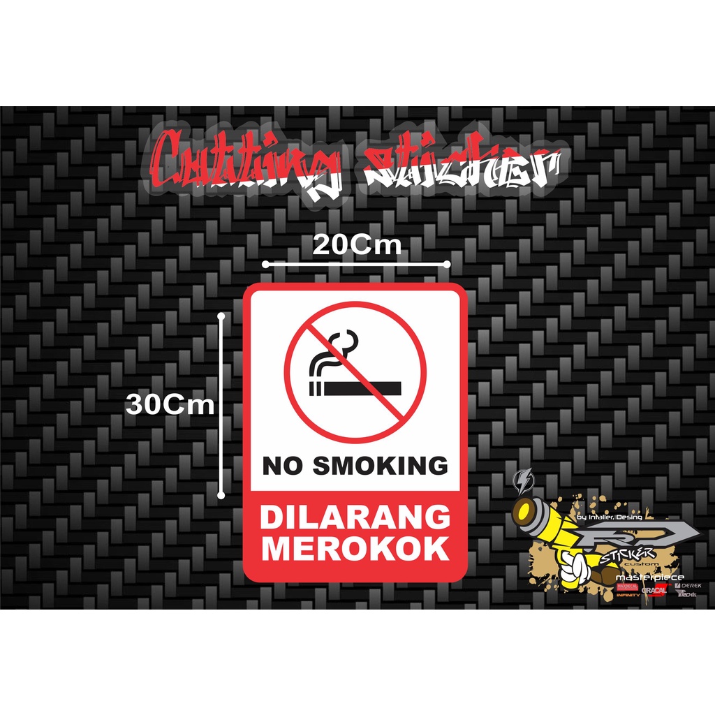 Jual sign rambu dilarang merokok 20cm X 30cm (stiker cutting reflektif ...
