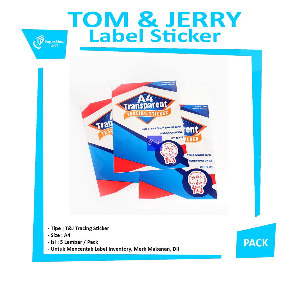 Jual TOM & JERRY - Label A4 Sticker Transparan - Transparent - Pack Indonesia|Shopee Indonesia