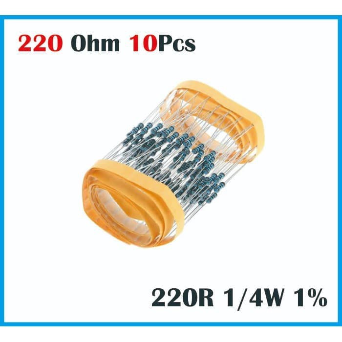 Jual Resistor 220 Ohm 220R Ohm 220Ohm 1/4W 1% Metal film 10x 10 pcs ... Jual Resistor 220 Ohm 220R Ohm 220Ohm 1/4W 1% Metal film 10x 10 pcs ...