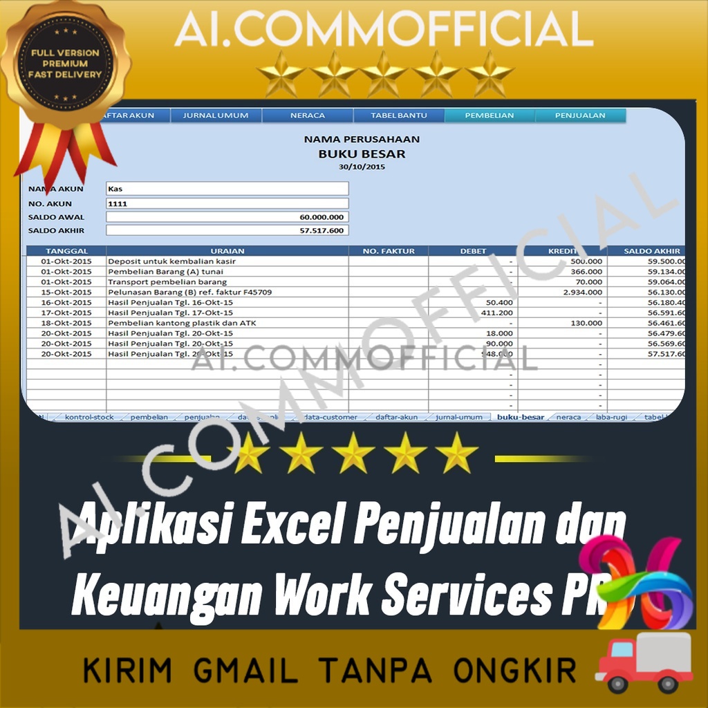 Jual FULL Aplikasi Excel Penjualan dan Keuangan Work Services PRO ...