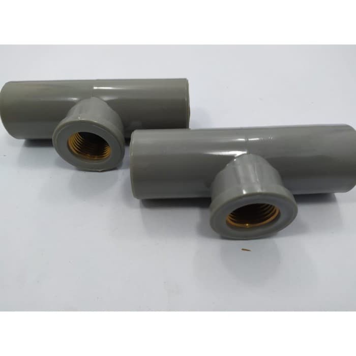 Jual Sambungan Sok Socket Pipa PVC drat dalam TEE 1/2" Inch Kuningan ...