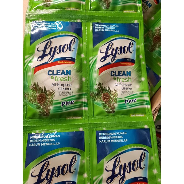 Jual Lysol All Purpose Cleaner Pine 30 ml isi 12 sachet | Shopee Indonesia