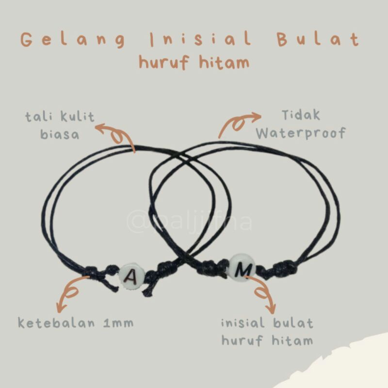 Jual Gelang Inisial Bulat Putih Huruf Hitam | Shopee Indonesia