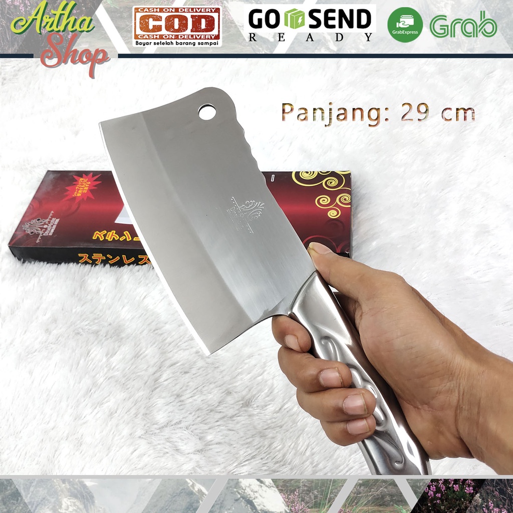 Jual Golok Daging Tebal 3mm Gagang Stainless Steel / B018 / Golok ...
