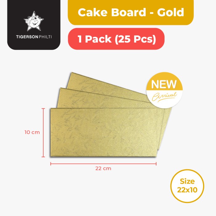 Jual Cake Board/Tatakan Kue/Alas Kue/Bottom Cake Gold 22 x 10 cm ...