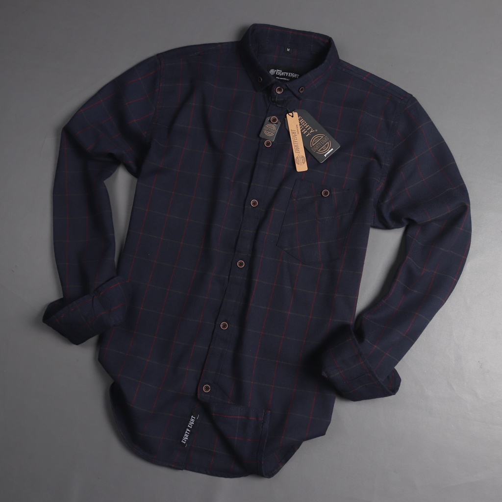 Jual Brill Eighty Eight - Kemeja Flanel Panjang Premium Navy DAR 88 L3287 | Shopee Indonesia