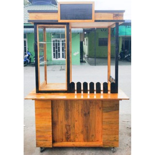 Jual Gerobak Steling Booth Stand Jualan Kayu Jati Belanda | Shopee ...