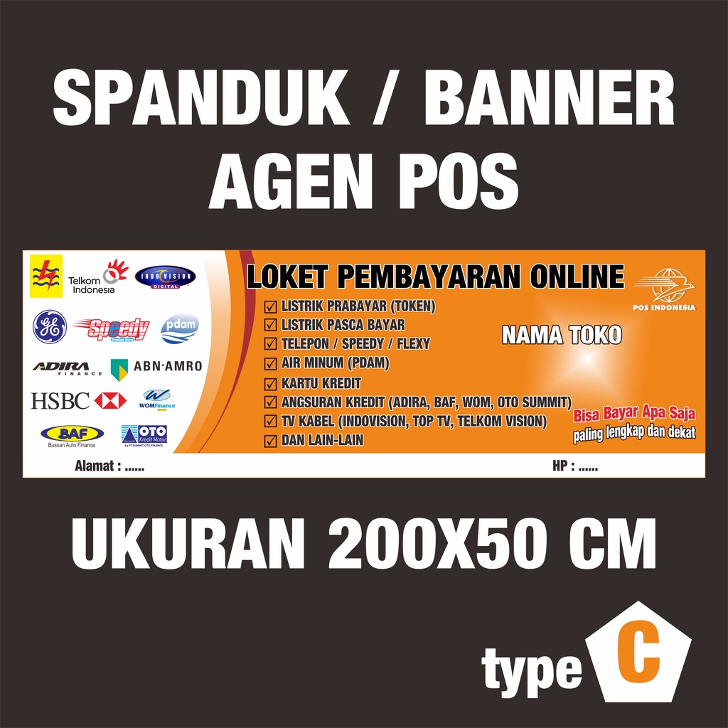 Jual Spanduk / Banner Agen Pos 200x50cm - Pos Indonesia - Pospay ...